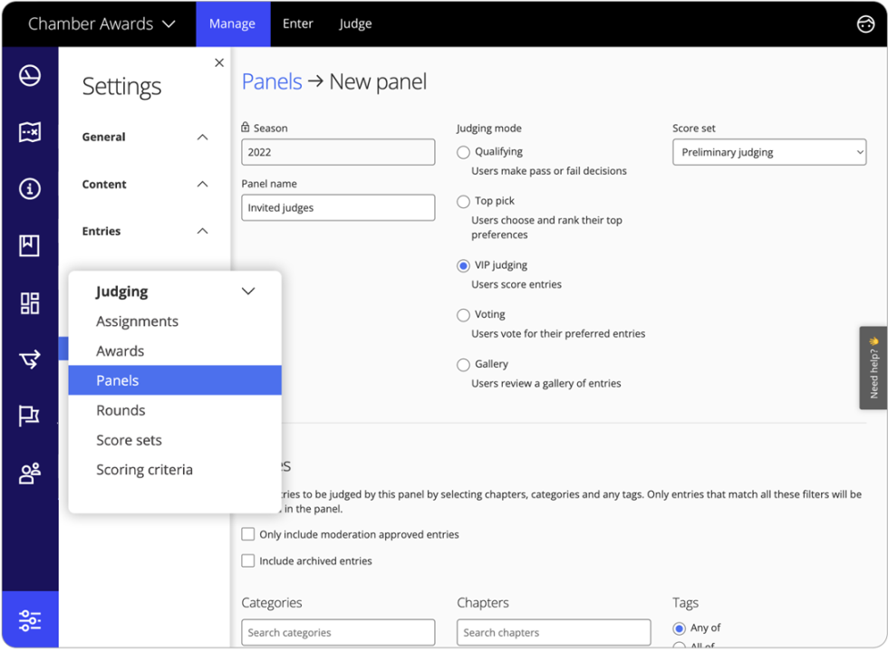 Judging assignments - Awards Management Software