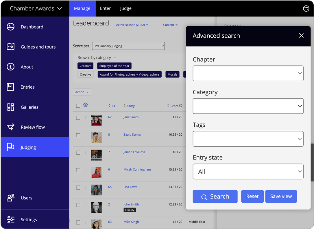 Results management - Awards Management Software