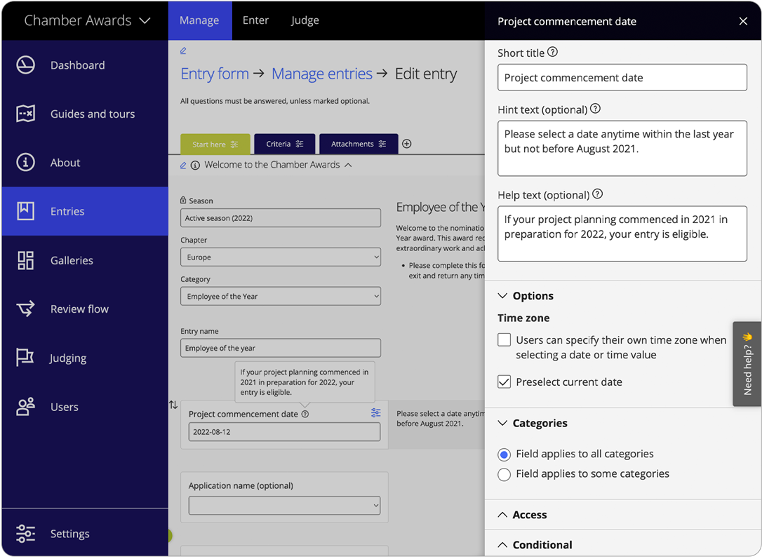 Error prevention - Awards Management Software