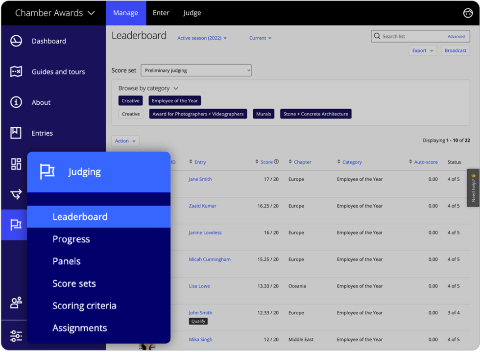 Judging suite - Awards Management Software