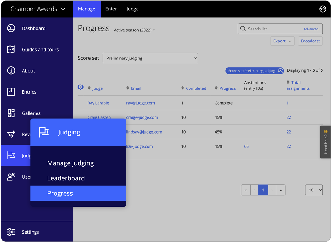 Results management - Awards Management Software